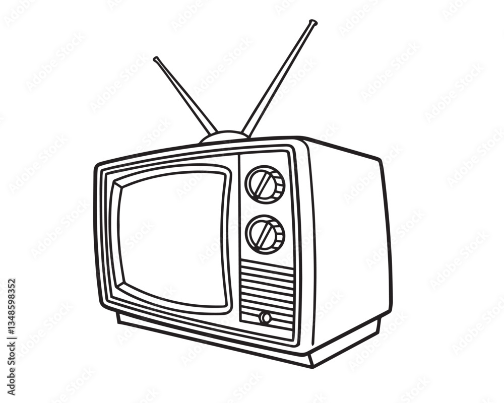 line television vector illustration, isolated on white background Stock ...