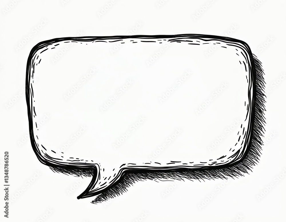 Hand-drawn cartoon doodle speech bubble. Blank comic chat balloon with ...