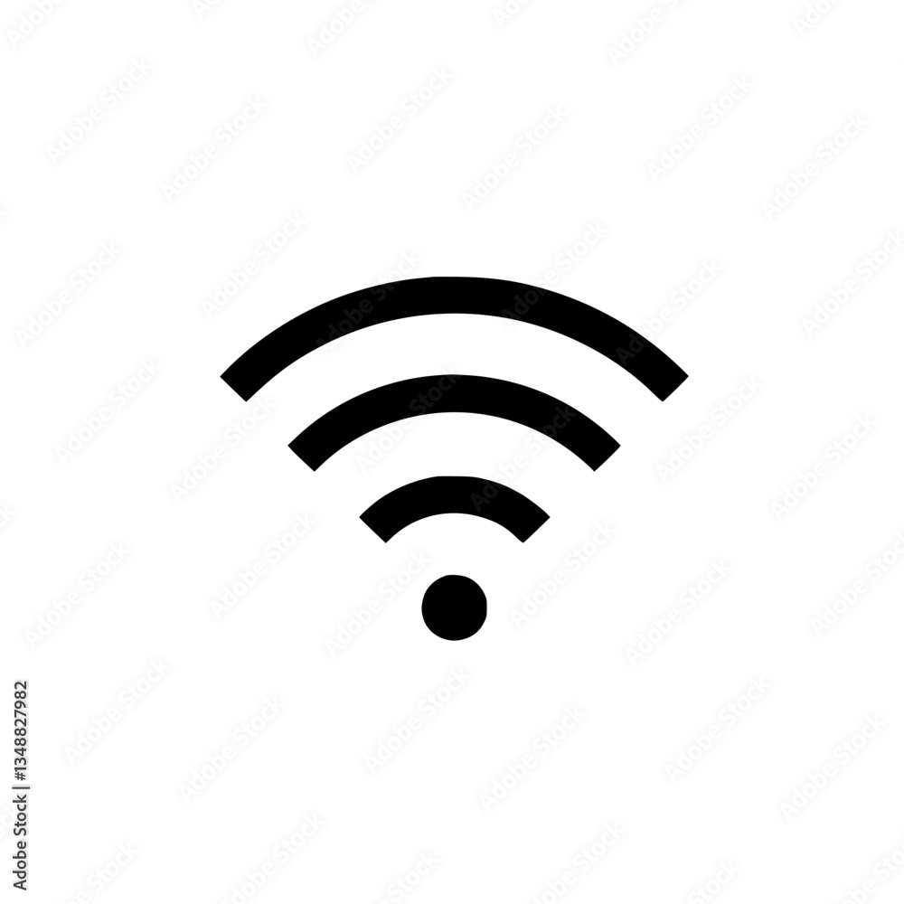 Wireless Connection Symbol: Three curved lines emanating from a dot ...