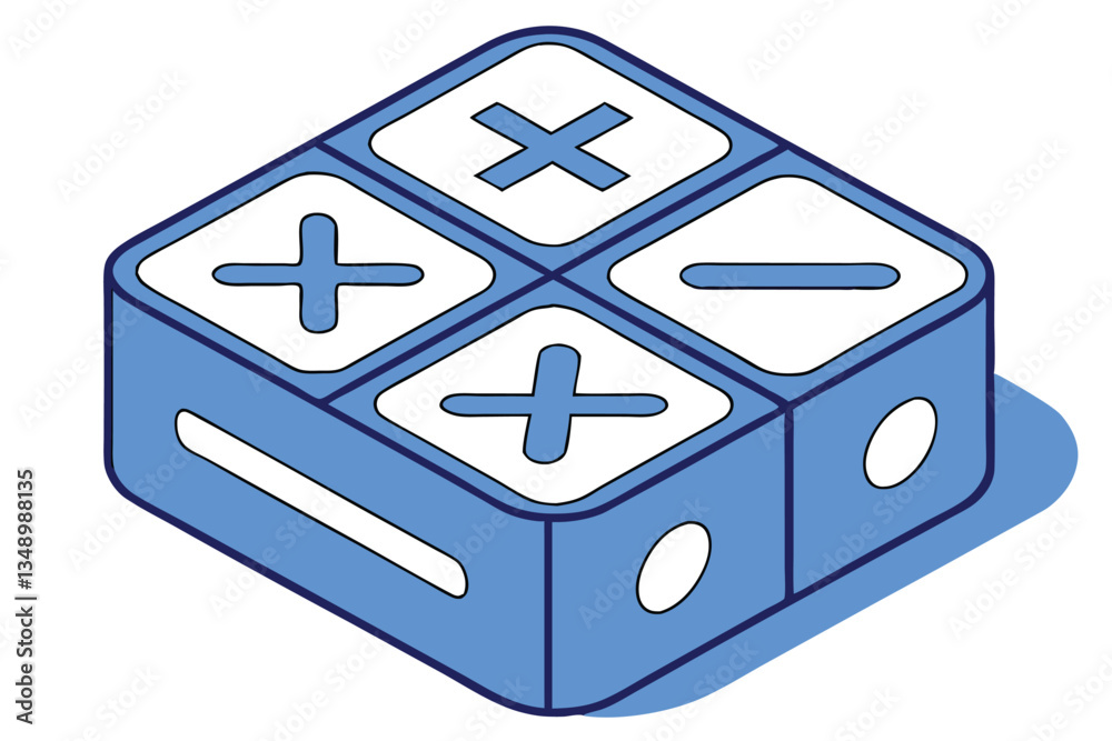 31 Blue 3D calculator icon, mathematical symbols, plus minus multiply ...