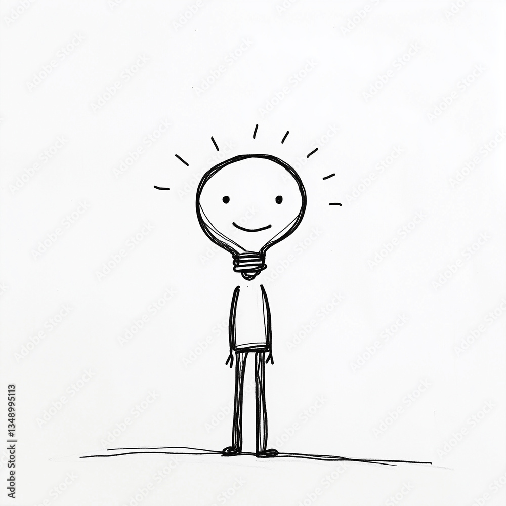 Stock-Illustration „Stick figure person with a light bulb above their ...