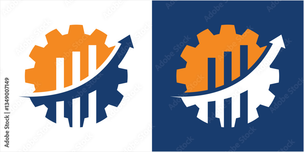 gear vector logo design template with financial investment chart ...