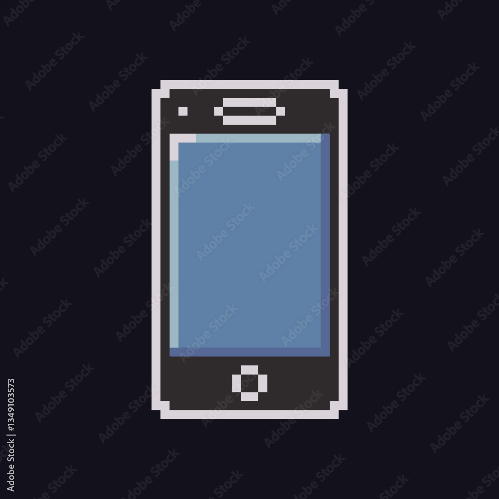 this is phone icon in pixel art with simple color and black background ...