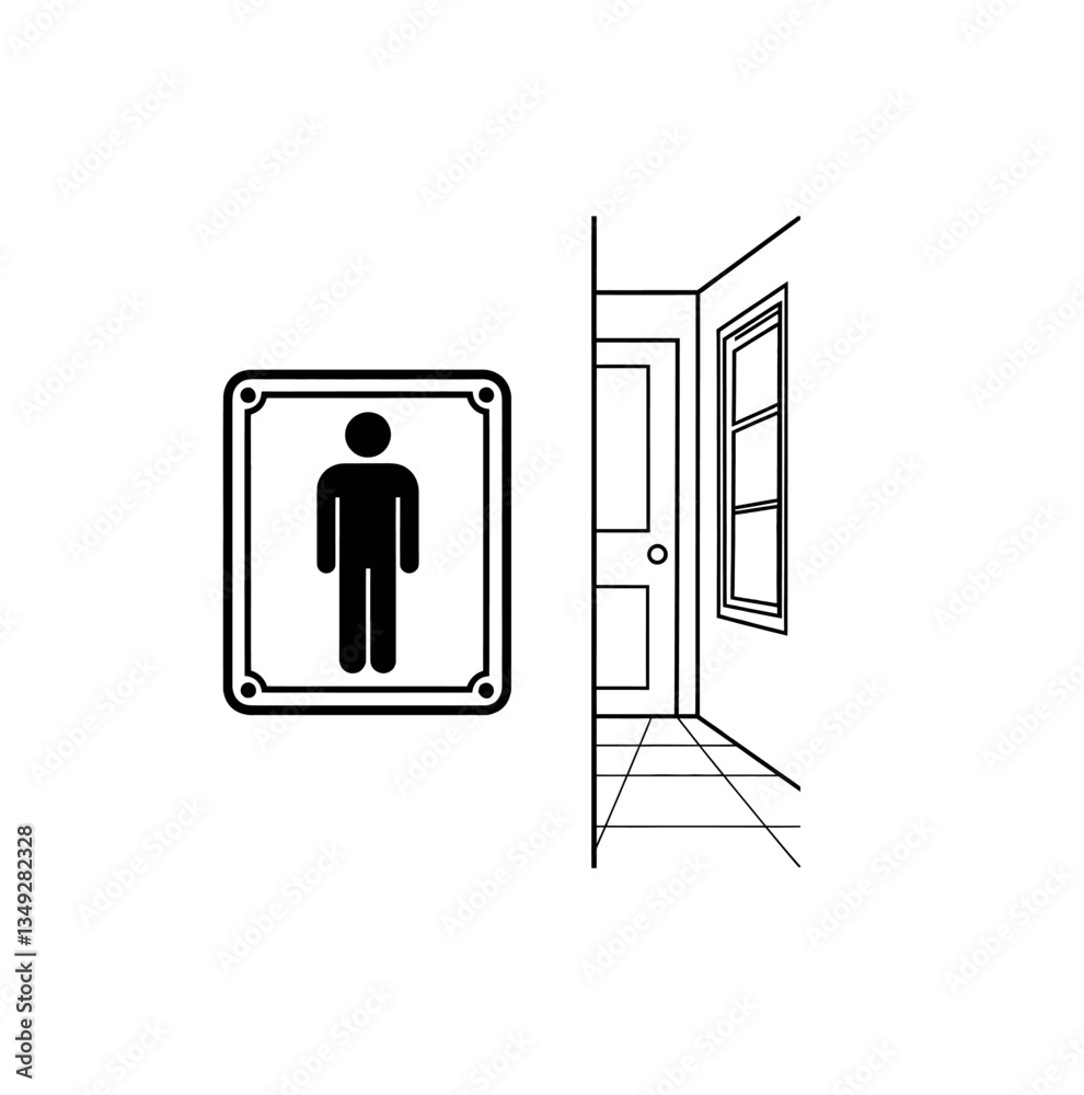 Gents symbol icon vector in black color with white background. Bathroom ...