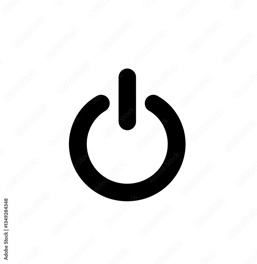 Power button icon vector in black color with white background. Power on ...