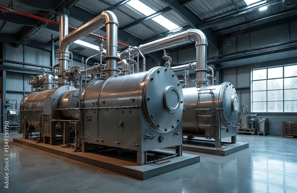 Modern biochar production facility with stainless steel pyrolysis ...