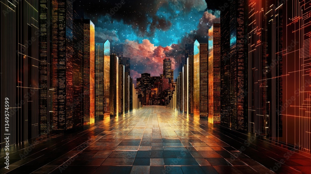 Cyber security and cloud computing background with encrypted digital ...