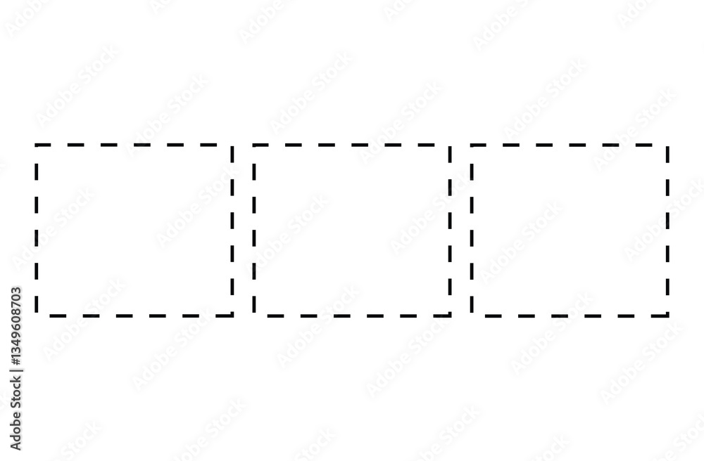Black frame outline and dotted line, rectangle shape, geometric ...