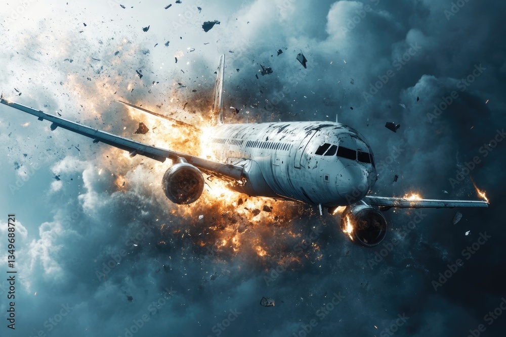 Aircraft accident - fatal mishap, aviation tragedy, wrecked fuselage ...