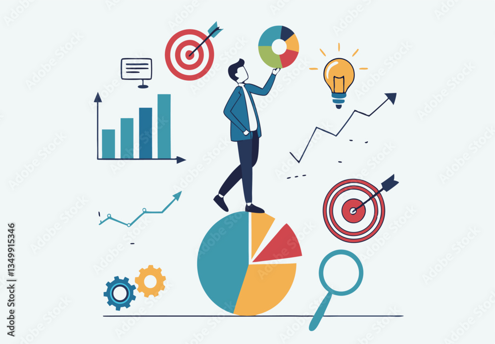 Data analysis, datum analytics or customer insight, graph and chart ...