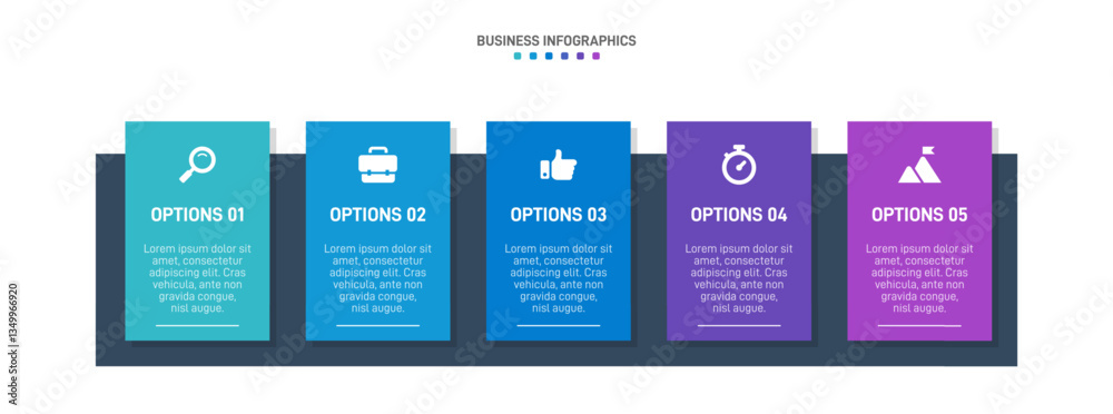 Horizontal progress bar featuring 5 arrow-shaped elements, symbolizing ...