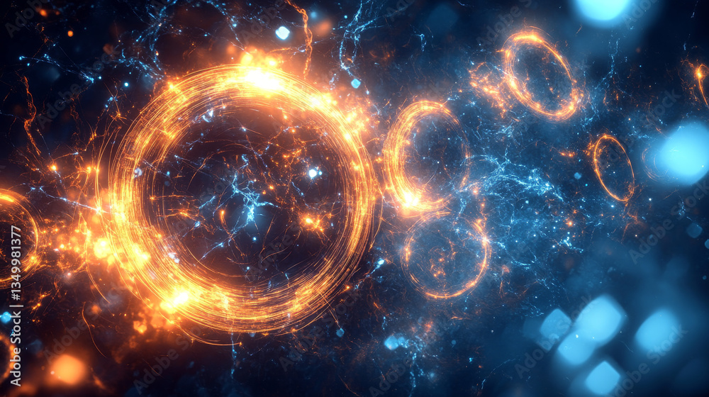 Magic portals set with lightning strike and shimmering effects. Vector ...