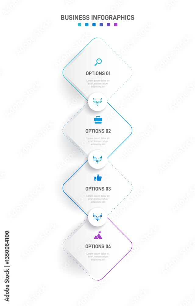 Vertical progress bar featuring 4 arrow-shaped elements, symbolizing ...