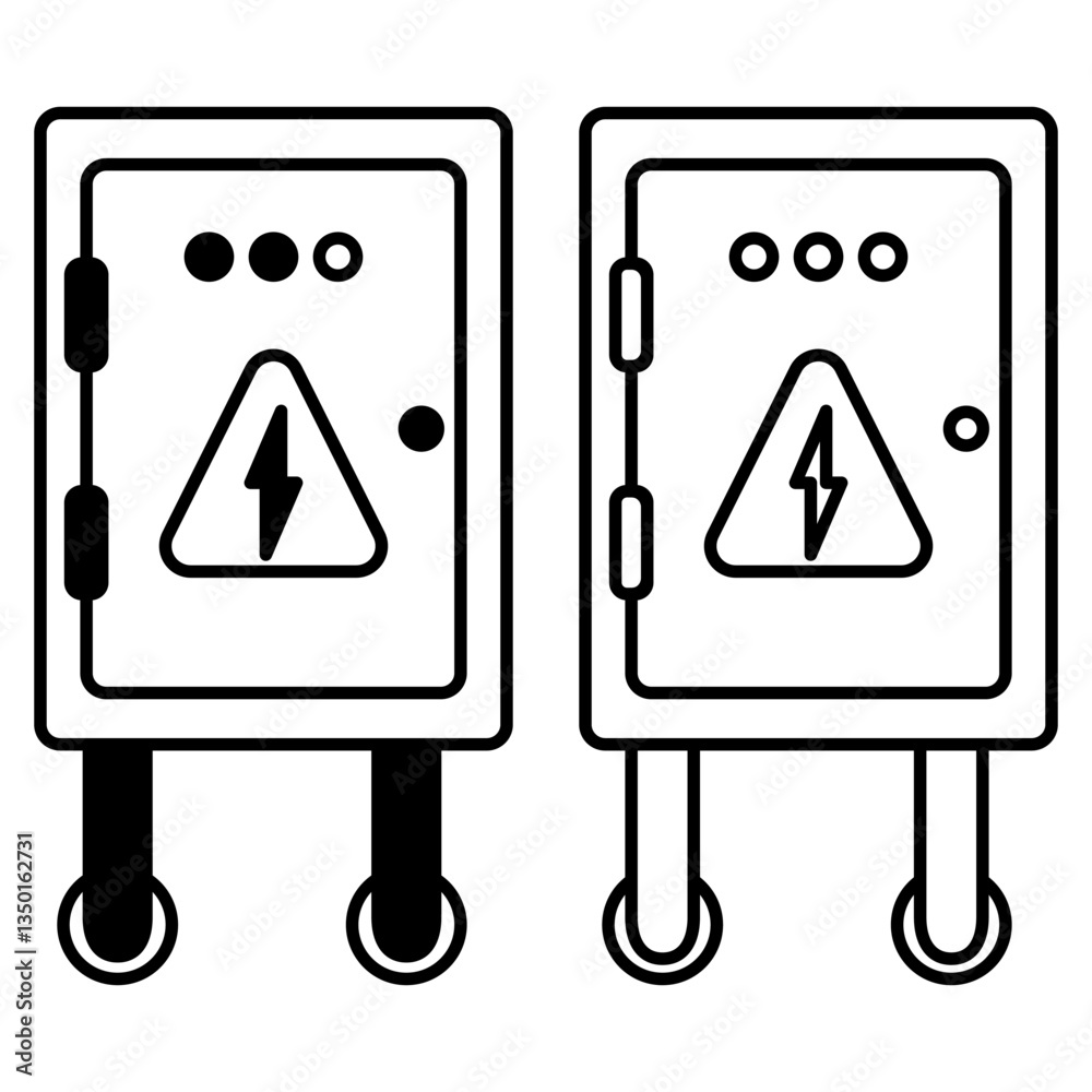 electrical panel box icon, simple flat style, illustration, logo sign ...