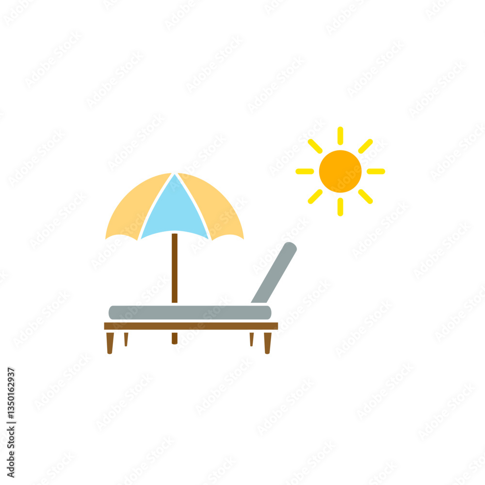 Vector de Stock sunbed icon, simple flat style, illustration, logo sign ...