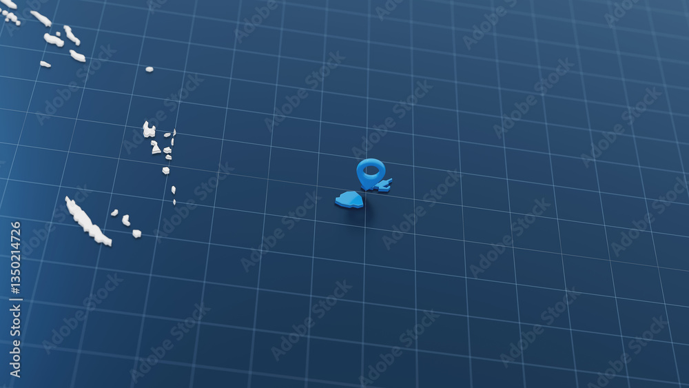 Blue Fiji 3d map with pointer pin surrounded with other countries in ...