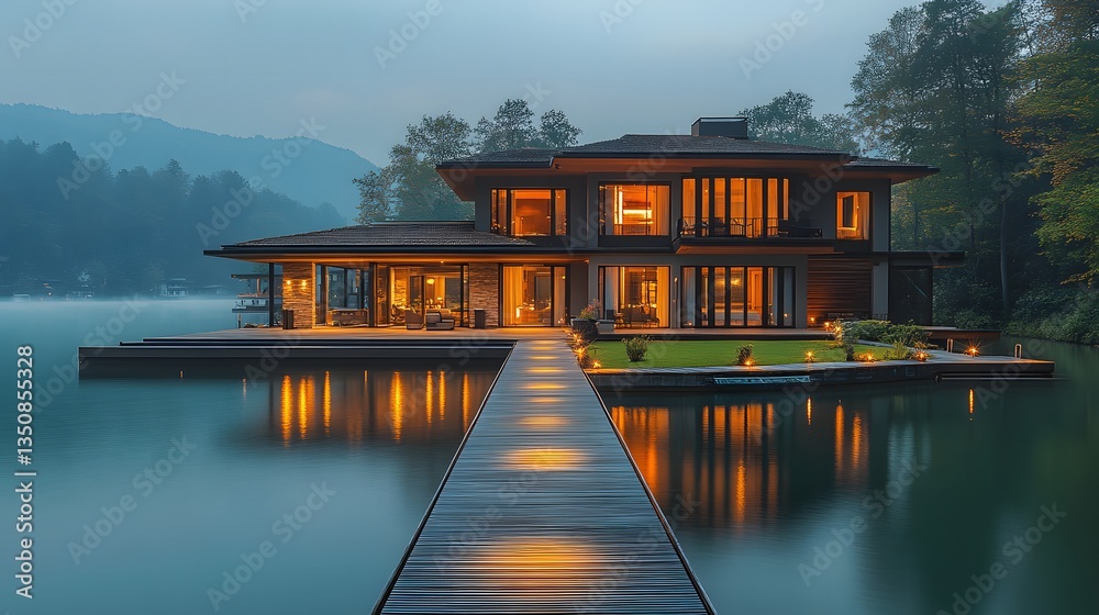 luxury home exterior design ideas with bridge between swimming pools ...