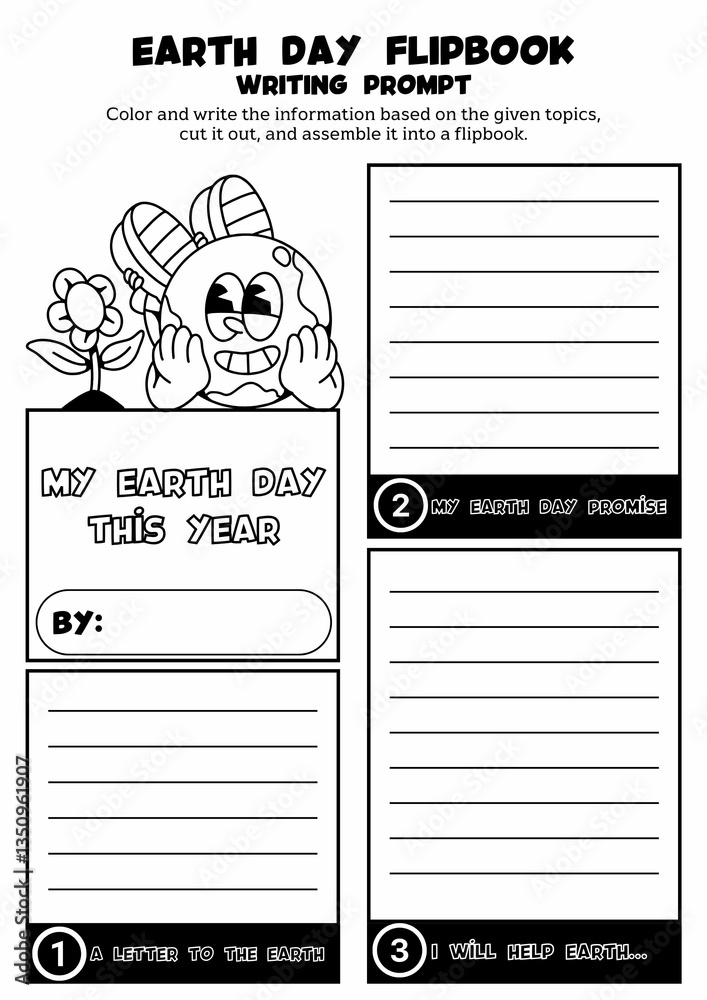 Engaging Earth Day flipbook with writing prompts, coloring, and craft ...
