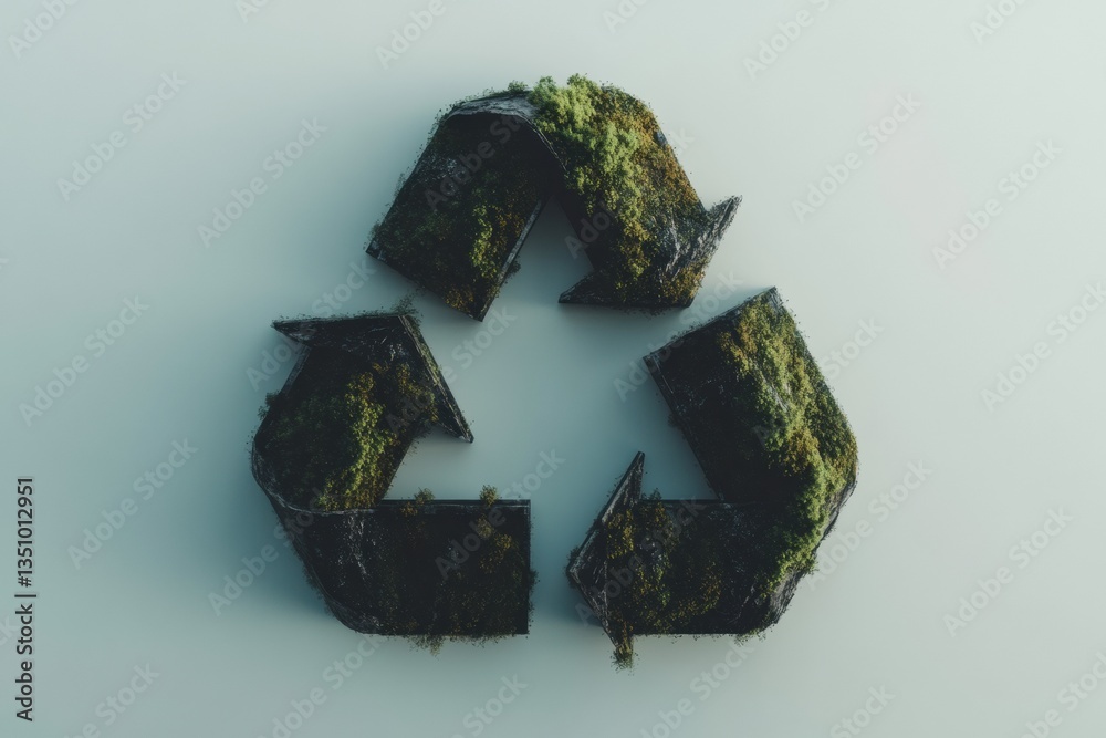 Eco-Conscious Circular Design Moss-Infused Recycling Symbol Reimagining Sustainable ...