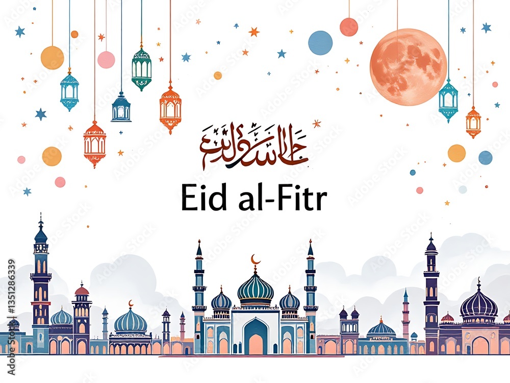 Foto de Stock Eid ul fitar - Eid al-Fitr illuminates the night with ...