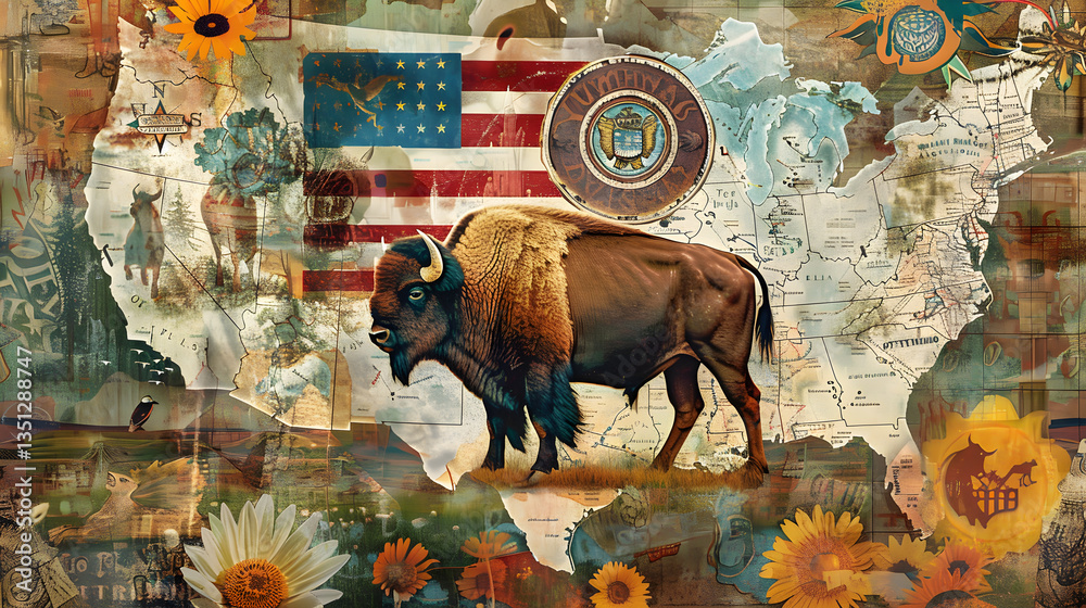 Foto A Colorful and Iconic Representation of Wyoming's State Symbols ...
