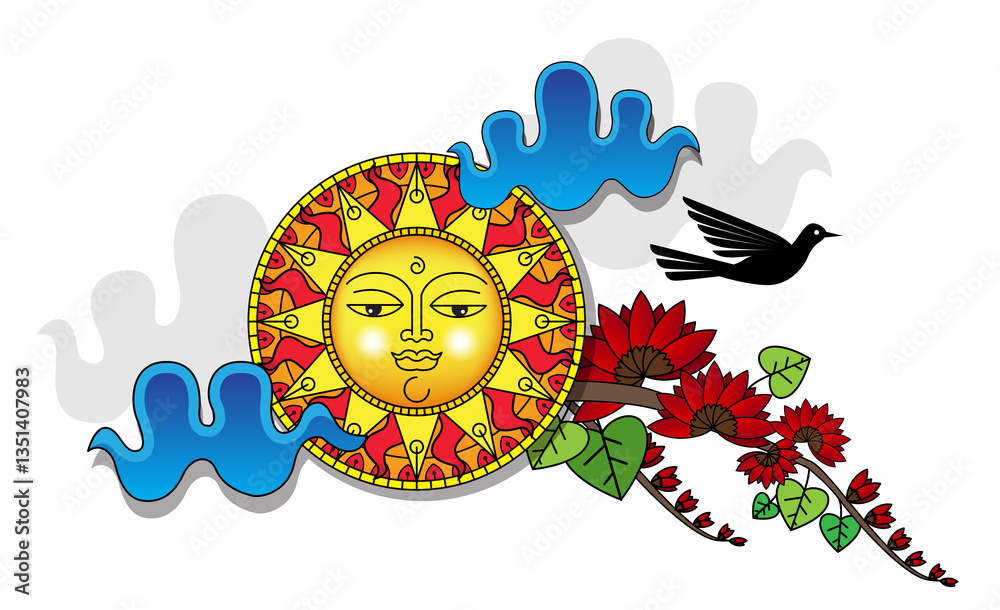 Sinhala and Tamil New Year Banner, Sri Lankan Traditional Sun Poster ...