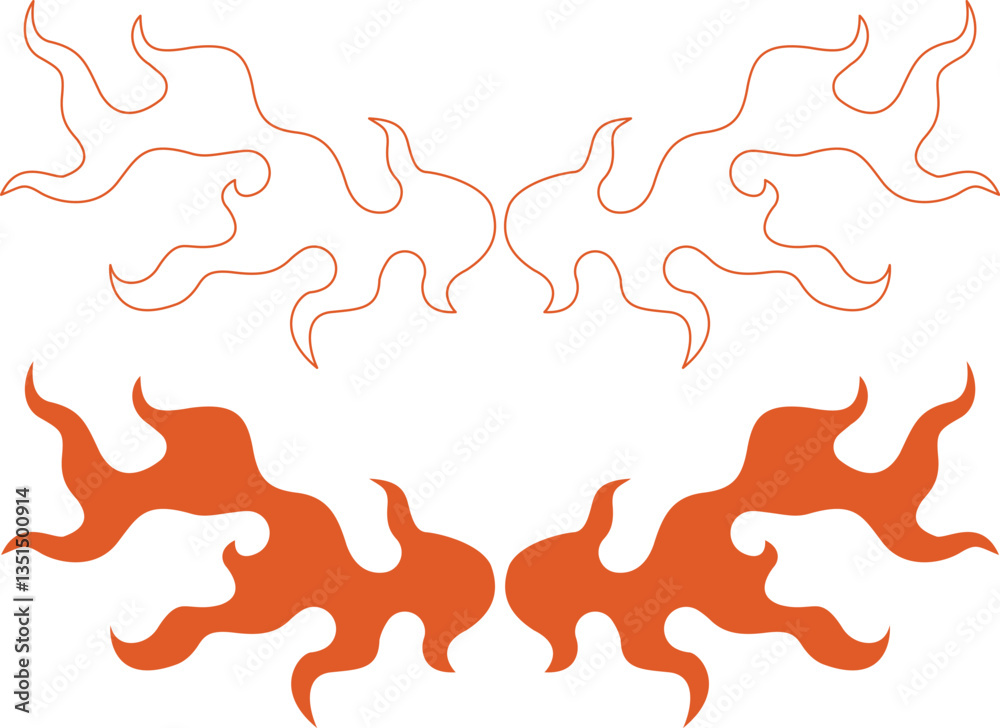 Abstract neo tribal element. Flames and fire vector design. Aesthetic ...