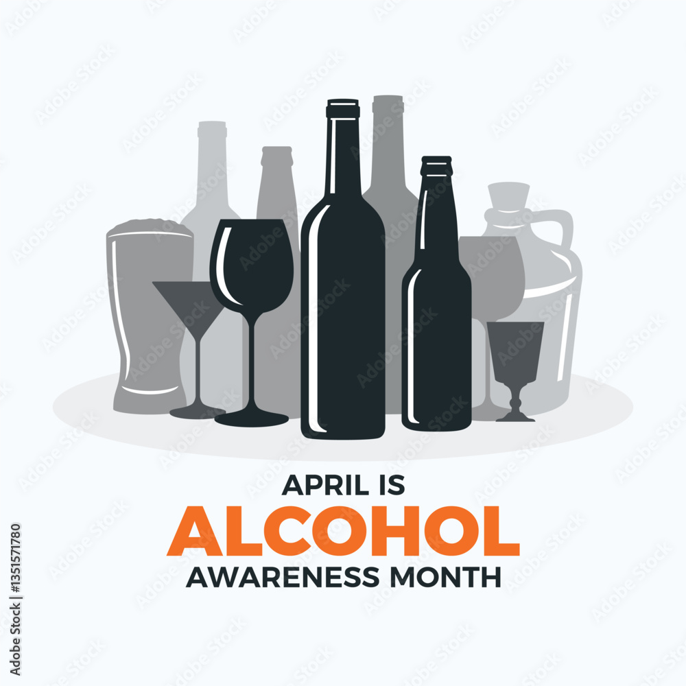 April is Alcohol Awareness Month poster vector illustration. Alcohol ...