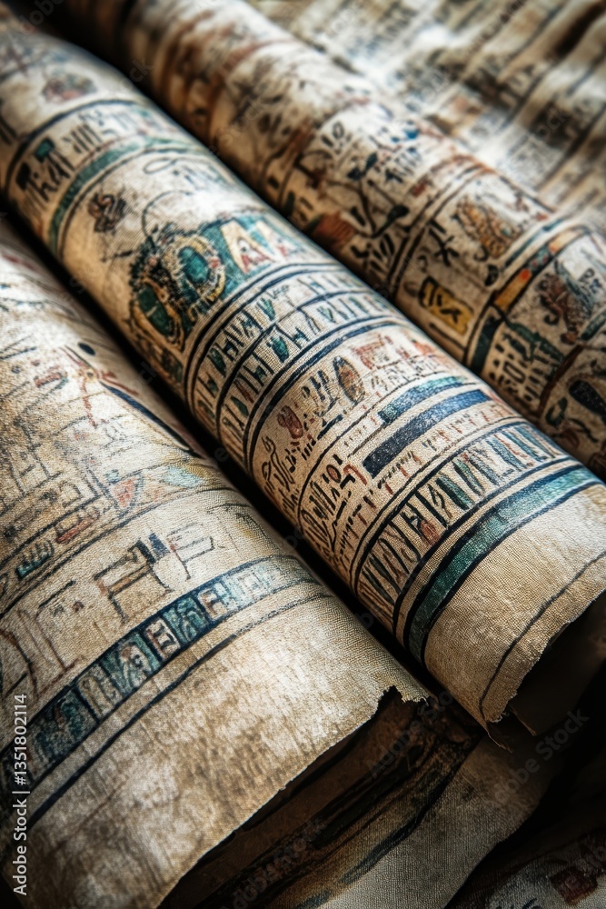 Ancient Scrolls Unveiled: Intricate details of Egyptian hieroglyphs and ...