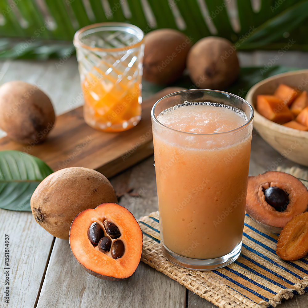 Stock-Foto „Natural fresh sapote drink, also known as Chicozapote ...