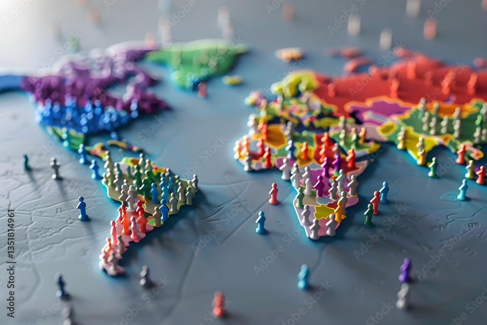 World Map Illustrating Top 10 Most Populated Countries with People ...