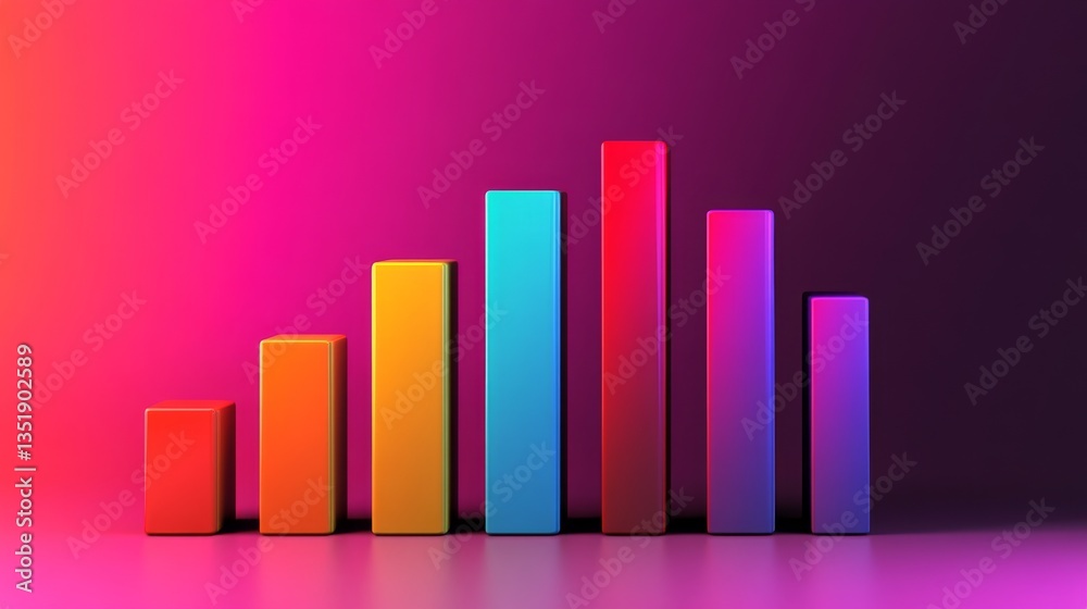 D bar chart with vibrant, high-contrast colors, great for engaging data ...