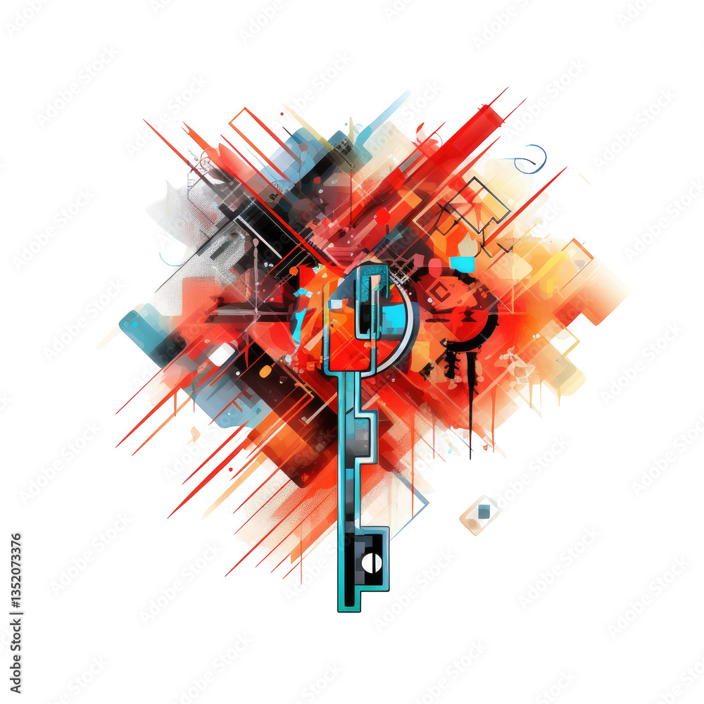 Digital Key with Password Icons PNG: Key with Lock and Security Symbols ...