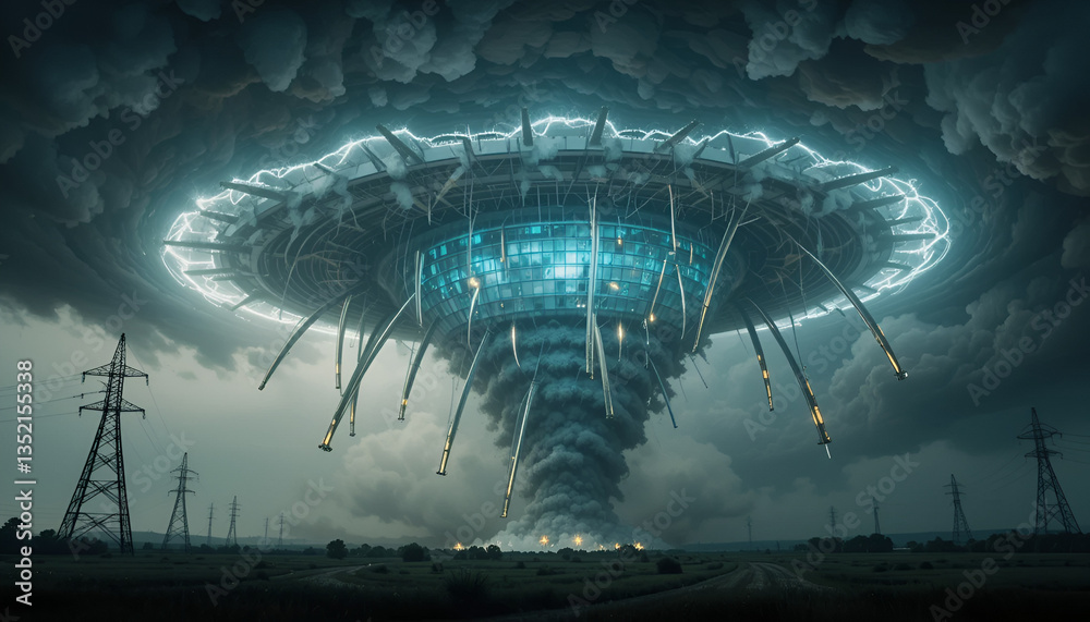 "Tornado energy capture system harnessing storm power through giant ...