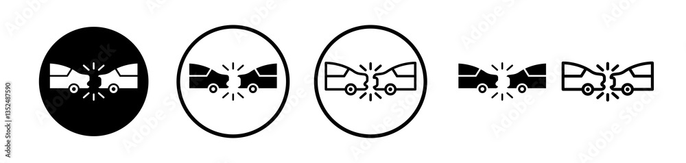 Rear end collision icons symbol. Flat and line design style. Stock ...