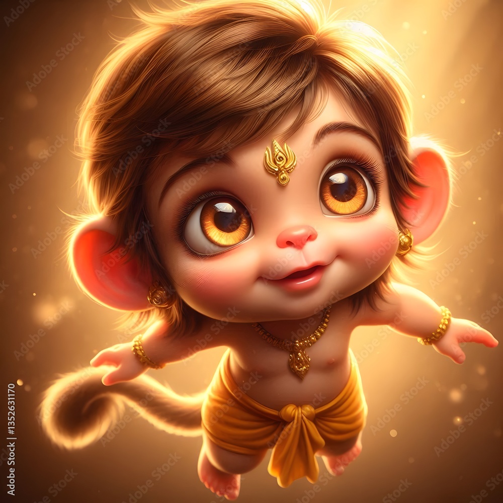 little cute lord hanuman flying Stock Illustration | Adobe Stock