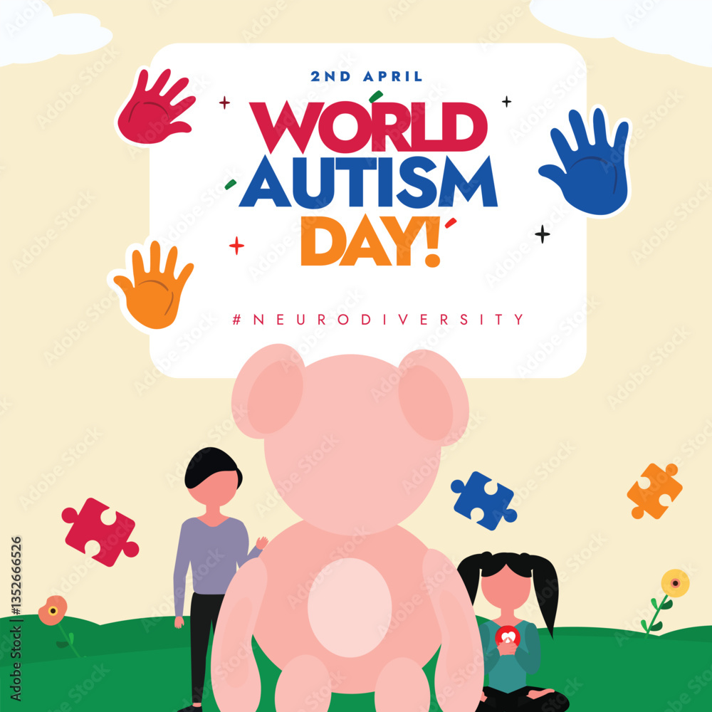 World Autism Day. 2nd April World Autism Day celebration banner with ...