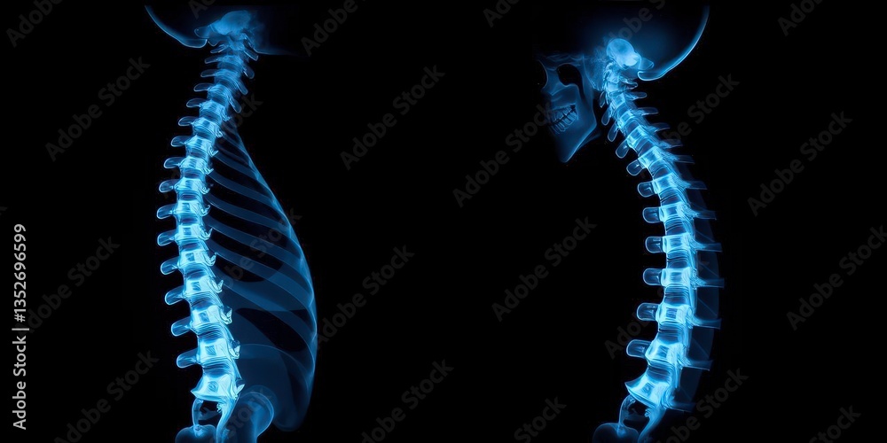 Stock-Illustration „Lateral spine X-ray revealing significant scoliosis ...