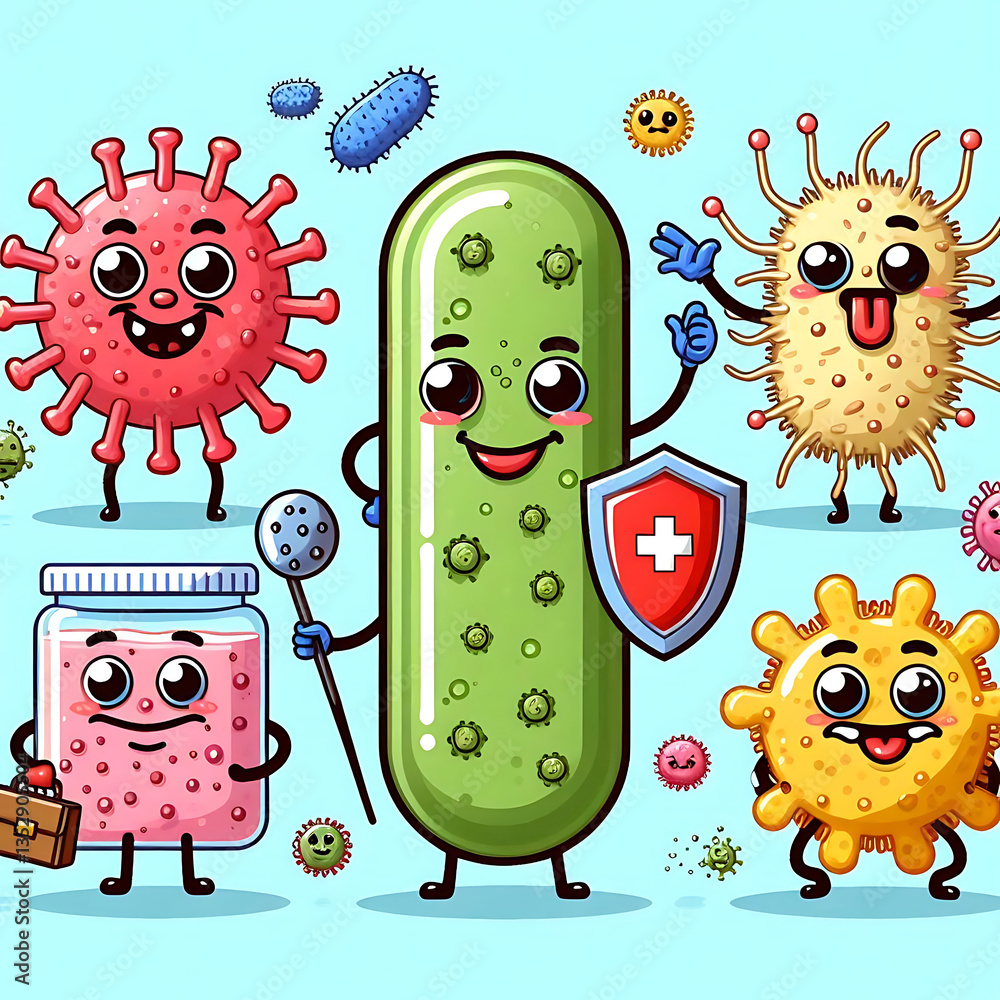 Funny characters probiotics protect against viruses and bacteria ...