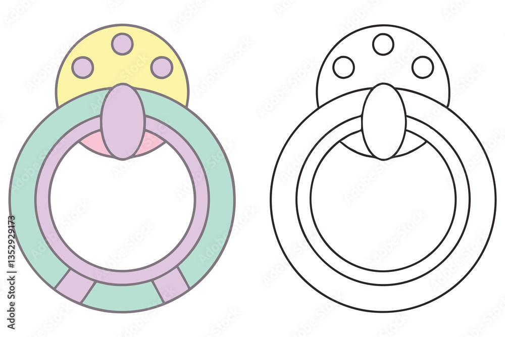 Pacifier Drawing, Pastel Colors, Coloring Page, Kids Illustration ...