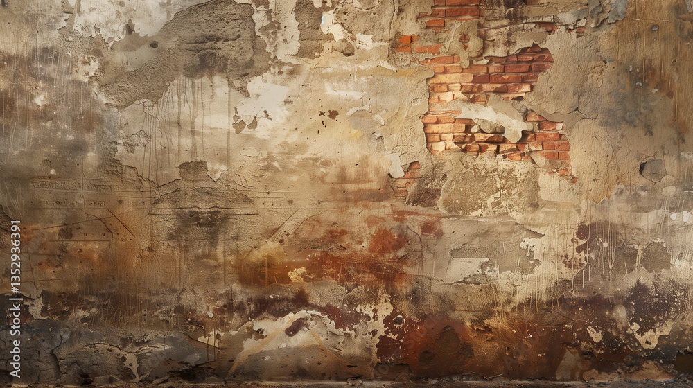 Old wall background with stained aged bricks, vintage brick pattern ...