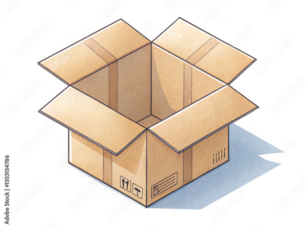 cardboard box on white background. box, cardboard, carton, package ...
