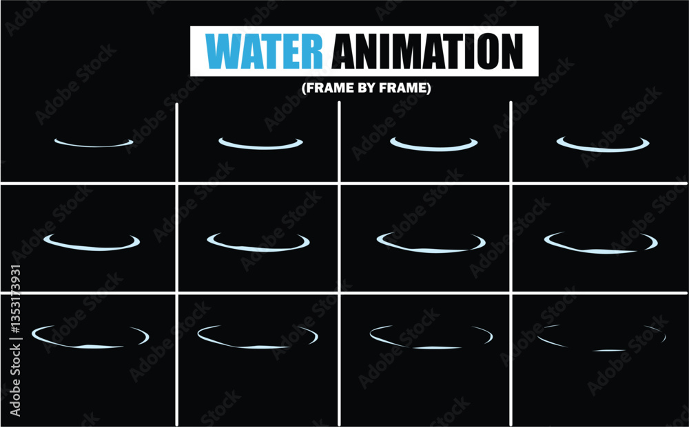 animation sprite sheet of water splash, liquid splashes, dripping water ...