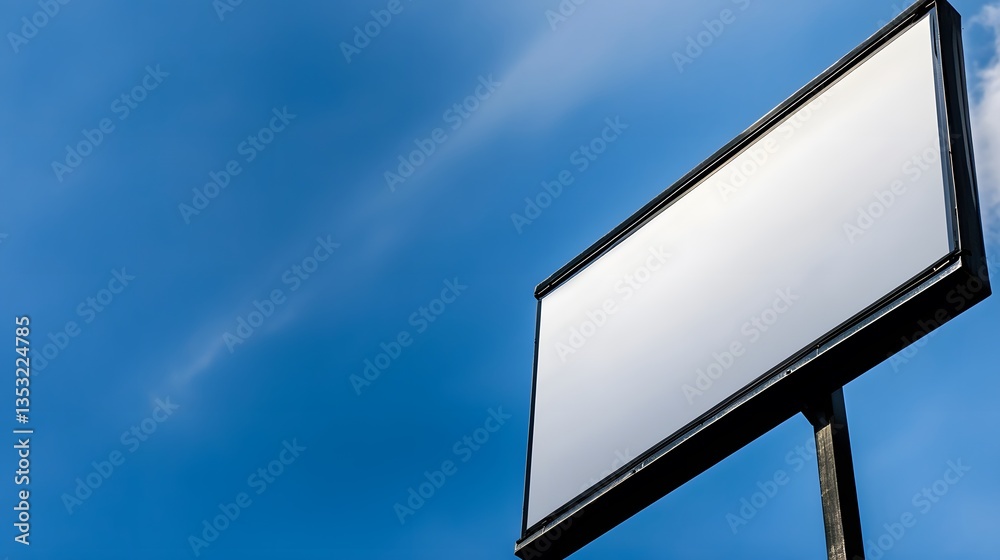 Large roadside billboard mockup with a blank white screen mounted on a ...