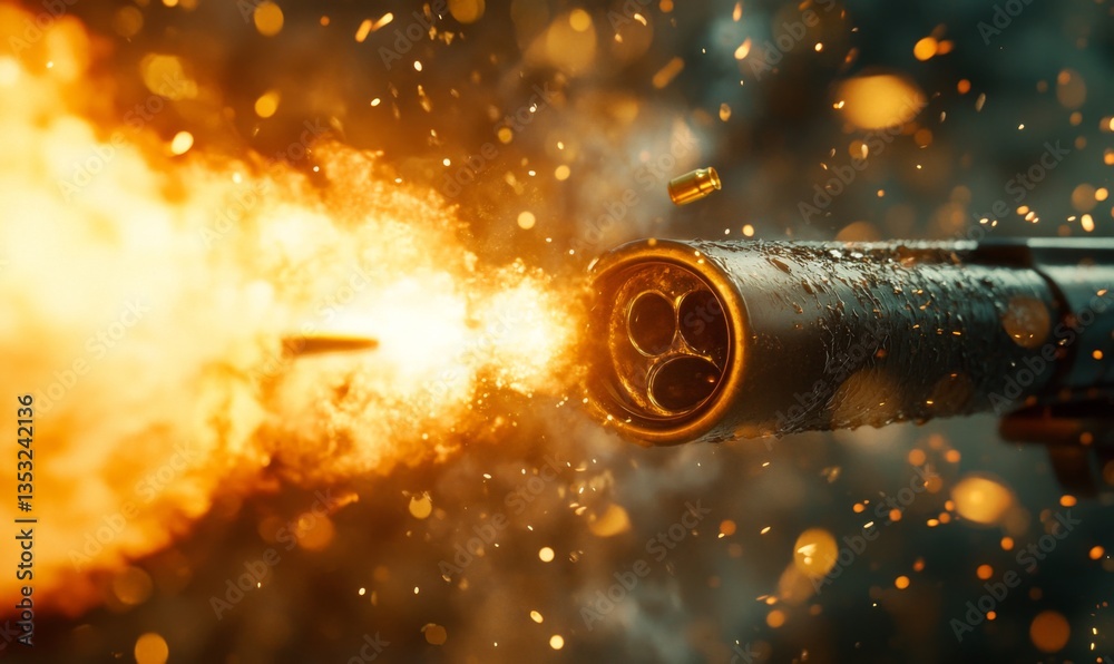 Combat shotgun being fired, with shells ejecting and the target being ...