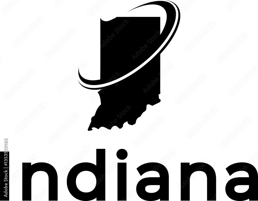 simple black silhouette indiana state maps logo design Stock Vector ...
