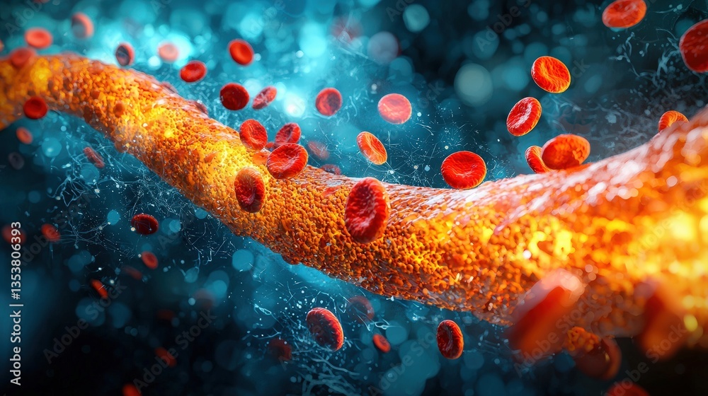Dynamic Visualization of Blood Vessel with Red Blood Cells and Detailed ...
