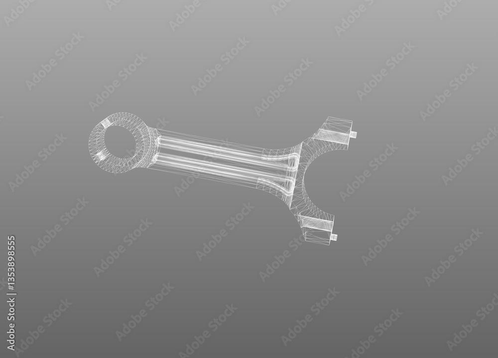 connecting rod technical drawing , wire mesh, strength analysis ...
