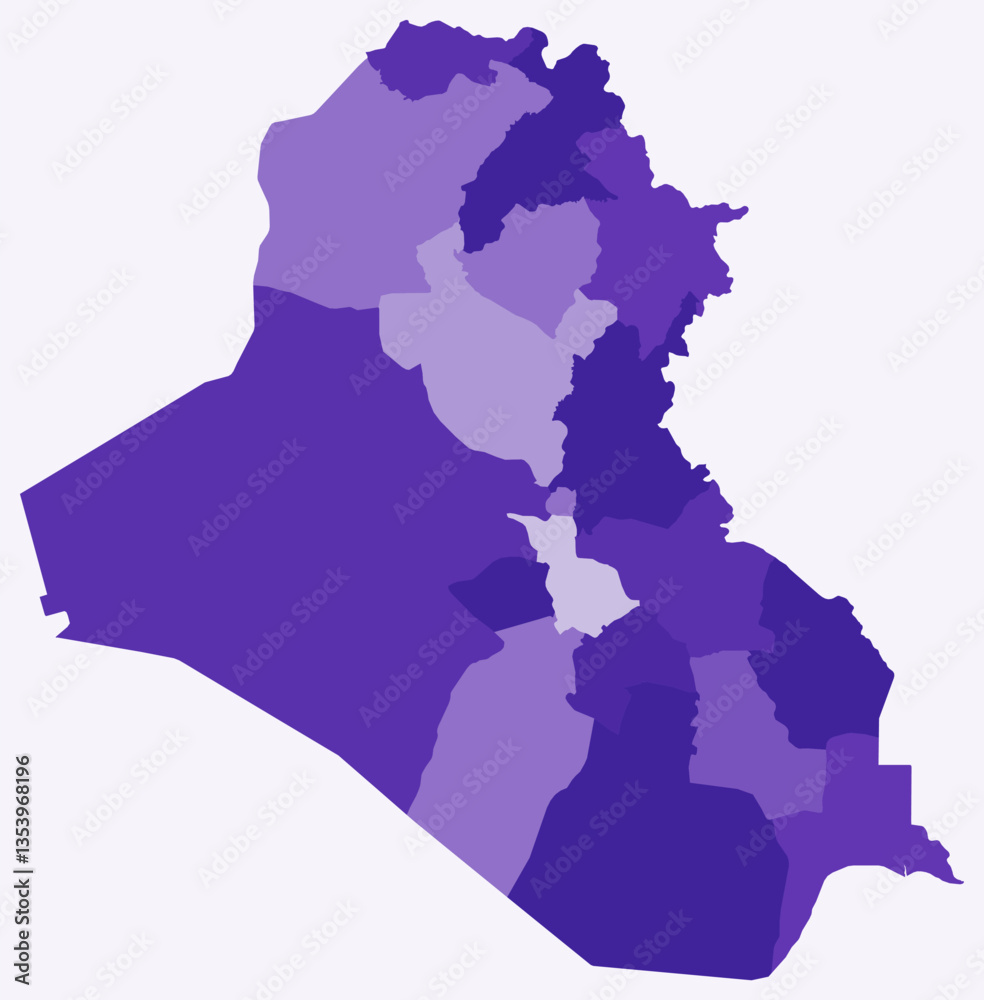 Map of Iraq with regions. Just a simple country border map with region ...