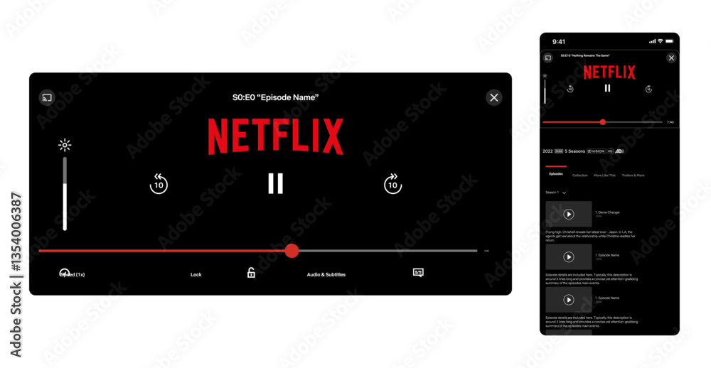 Netflix user interface templates. iPhone 16 Pro Max with Netflix mockup ...